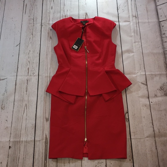Ted Baker London | Dresses | Ted Baker Red Structured Zip Sexy Af Nwt ...